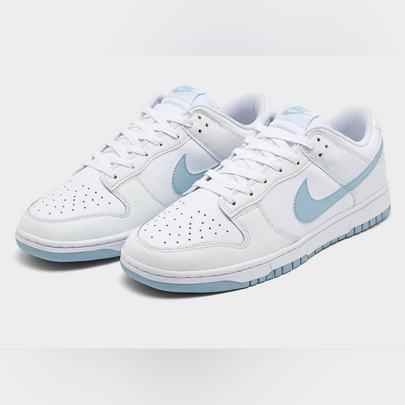 Nike | Shoes | Nike Dunk Low White University Blue Powder Blue Mens ...